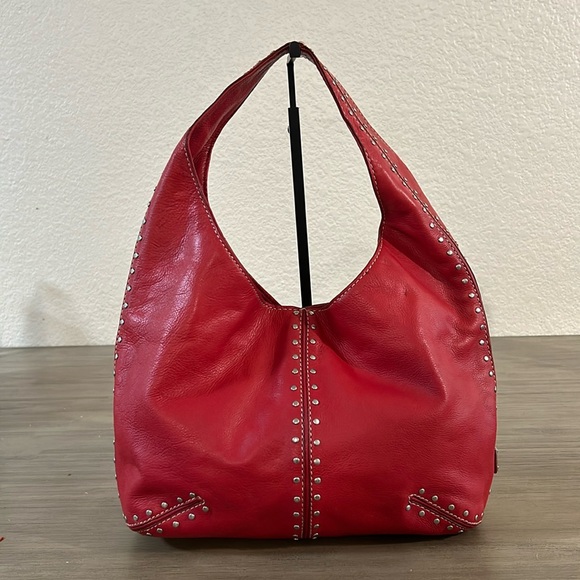 Michael Kors | Bags | Michael Kors Astro Red Leather Silver Studded ...